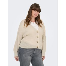 Only CARMAKOMA Damen Strickjacke "CARCAROL NICE L/S CARDIGAN KNT NOOS", grau, Gr. L, unifarben, Strick, Obermaterial: 100% Polyacryl, Strickjacken