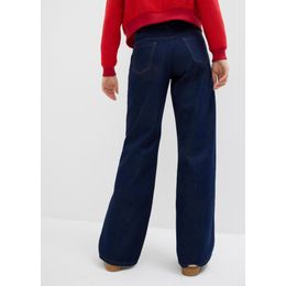 bonprix Damen Weite Jeanstiefblau denim ungewaschen, Gr. 50, Obermaterial: 66% Baumwolle, 34% Lyocell (TENCEL ), Jeans, lockerer Schnitt, mittlerer