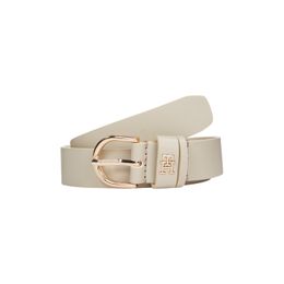 Tommy Hilfiger Damen Lederg&uuml;rtel "ESSENTIAL EFFORTLESS 2.5 cm breit GOLD", wei&szlig;, Gr. 90, unifarben, Rindsleder, G&uuml;rtel, Logoemblem, weiche Haptik,