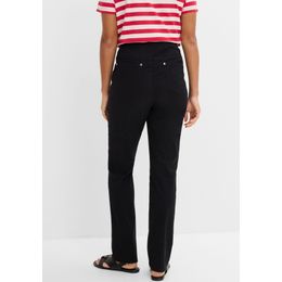 bonprix Damen Schlupfhose "Twill Treggings aus elastischem Baumwoll-Mix", schwarz, Gr. 44, unifarben, washed, Twill, Obermaterial: 97% Baumwolle, 3%