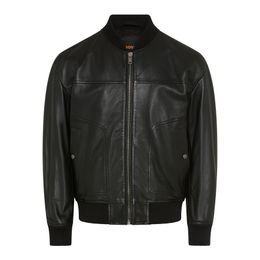 BOSS Orange Herren Lederjacke "Jokans", schwarz, Gr. 52, unifarben, Obermaterial: 100% Lammleder, Jacken, Bomberjacke aus Nappaleder, Regular Fit