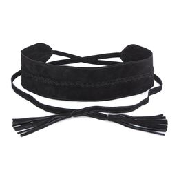Lascana Damen Tailleng&uuml;rtel "Lederg&uuml;rtel, Velourslederg&uuml;rtel, Bindeg&uuml;rtel, G&uuml;rtel", schwarz, Gr. M, unifarben, Rindsleder, G&uuml;rtel, f&uuml;r Kleid &