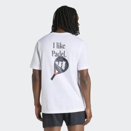 Herren T-Shirt "PADEL CATEGORY GRAFIK"wei&szlig;, Gr. L, adidas Performance, Obermaterial: 65% Polyester, 35% Baumwolle, Shirts, mit Rundhalsausschnitt,