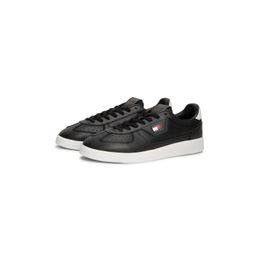 Tommy Jeans Herren Sneaker "THE GREENWICH EDGE CORE LTH", Gr. 44, schwarz-wei&szlig;, Glattleder, Lederimitat, Textil, Schuhe, Freizeitschuh, Halbschuh,