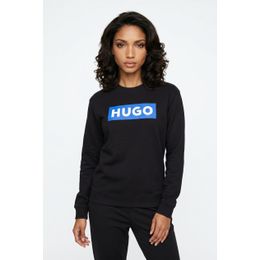 Hugo Damen Sweatshirt "Classic Crew", schwarz, Gr. XL, bedruckt, Sweatware, Obermaterial: 100% Baumwolle, Sweatshirts, mit Frontprint, Relaxed Fit