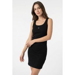 Damen Minikleid "BABY RIB WOVEN LABEL", schwarz, Gr. S, Calvin Klein Jeans, unifarben, Jersey, Obermaterial: 95% Baumwolle, 5% Elasthan, Kleider,