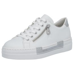 Rieker Damen Plateausneaker, Gr. 39, wei&szlig;, Lederimitat, Schuhe, mit Zierrei&szlig;verschluss seitlich, Freizeitschuh, Halbschuh, Schn&uuml;rschuh