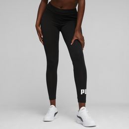 Puma Damen Leggings "ESS LOGO LEGGINGS", schwarz, Gr. M, unifarben, Jersey, Obermaterial: 95% Baumwolle, 5% Elasthan, Hosen, schmale Passform, f&uuml;r