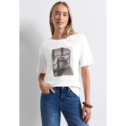 Street One Damen T-Shirt, wei&szlig;, Gr. 46, bedruckt, Web, 50% Baumwolle, 50% Modal, Shirts, im soften Baumwoll-Mix