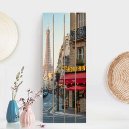 Bilderwelten Holzbild Stadt bunt Motiv nat&uuml;rlicher Effekt - Stra&szlig;e von Paris - Architektur Wohnzimmer Schlafzimmer