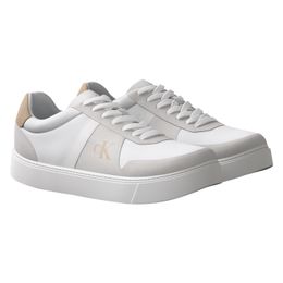 Herren Sneaker "CLASSIC CUPS LACE MIX EMB TONGUE", Calvin Klein Jeans, Gr. 44, wei&szlig;, Leder, Lederimitat, Textil, aufgeraut, unifarben, Basic, Schuhe,