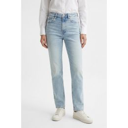 Damen Mom-Jeans, blau, Gr. 32, Calvin Klein Jeans, unifarben, Denim/Jeans, Obermaterial: 99% Baumwolle, 1% Elasthan, Jeans, Stretch-Denim, Used-Washed
