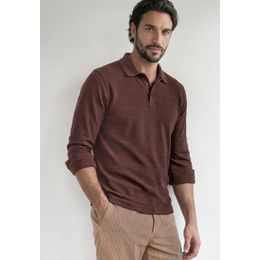 Street One MEN Herren Poloshirt, braun, Gr. XL, unifarben, Web, 95% Baumwolle, 5% Polyester, Shirts, aus Baumwolle mit Stretchante