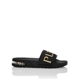 Plein Sport Damen Strandschuh "Flache Gummisandalen", Gr. 43, schwarz, Schuhe