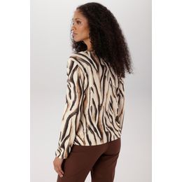 Damen Langarmshirt, braun, Gr. 44, Aniston SELECTED, bedruckt, gemustert, Single Jersey, Obermaterial: 95% Viskose, 5% Elasthan, Shirts, mit Cut-out