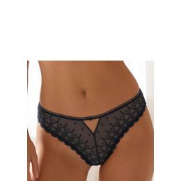 Lascana Damen String "Fabia", Gr. 36, blau, Spitze, Obermaterial: 90% Polyamid, 10% Elasthan, Unterhosen, aus edler Stickereispitze in dezent
