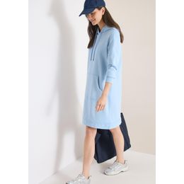 Cecil Damen Sweatkleid, blau, Gr. L, unifarben, Sweatware, 100% Baumwolle, Kleider, mit Kapuze