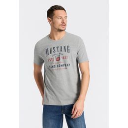 Mustang Herren Kurzarmshirt "Alex Logoprint", grau, Gr. XXXL, bedruckt, Jersey, Obermaterial: 100% Baumwolle, Shirts, Kurzarm, normale Passform