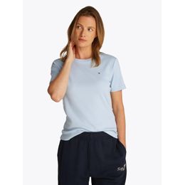 Tommy Hilfiger Damen T-Shirt "SLIM CODY C-NK", blau, Gr. XS, unifarben, Jersey, Obermaterial: 100% Baumwolle, Shirts, Baumwolle, slim fit
