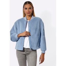 Manisa Damen Kurzjacke, blau, Gr. 40, unifarben, 55% Polyamid, 45% Polyester, Besatz:100% Polyester, B&uuml;ndchen:97% Polyester, 3% Elasthan, Jacken