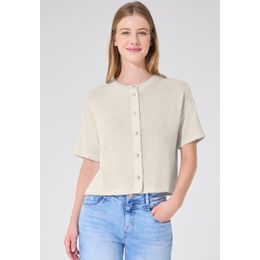 Damen Kurzjacke, beige, Gr. 42, STREET ONE STUDIO, unifarben, Stoff, 78% Polyester, 18% Viskose, 4% Elasthan, Jacken, Feinstrick