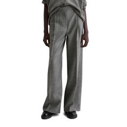 Marc O'Polo MARC O'POLO Damen Anzughose "weit aus italienischem Woll-Twill"warm granite melange, Gr. 44, Web, Obermaterial: 100% Schurwolle, Hosen, mit Bund- und