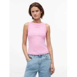 Tommy Jeans Damen Ripptanktop "TJW SLIM ESS LOGO 1 RIB TANK", pink, Gr. XS, Single Jersey, Obermaterial: 95% Baumwolle, 5% Elasthan, Tops,