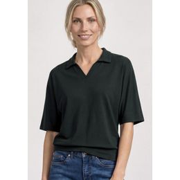 Street One Damen Poloshirt, gr&uuml;n, Gr. 42, unifarben, Jersey, Obermaterial: 50% Baumwolle, 50% Modal, Shirts, Sommershirt mit breitem elastischem Bund