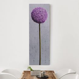 Bilderwelten Leinwandbild Lila Blumen - Allium Kugel-Bl&uuml;ten - Wandbild im Hochformat - moderne Bilder auf Leinwand Wohnzimmer Esszimmer Schlafzimmer