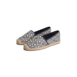 Tommy Hilfiger Damen Espadrille "TH MONOGRAM JACQUARD ESPADRILLE", Gr. 35, blau, Lederimitat, Textil, Schuhe, Sommerschuh, Slipper mit
