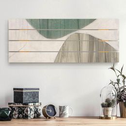 Bilderwelten Holzbild originell gr&uuml;n Abstrakt Aquarell - Jadesteine II - Deko Wohnzimmer Schlafzimmer