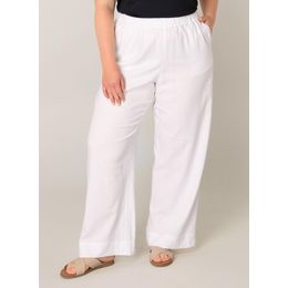 Damen Leinenhose "Yula", wei&szlig;, Gr. 46, Base Level Curvy, unifarben, Web, Obermaterial: 55% Leinen, 45% Viskose, Hosen, Gro&szlig;e Gr&ouml;&szlig;en