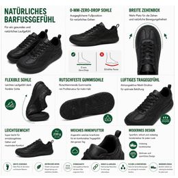 DOTALES Damen Barfu&szlig;schuh "Ground Barfu&szlig;schuhe & Barfu&szlig; Sneaker F&uuml;r Damen & Herren", Gr. 43, schwarz, Lederimitat, Basic, Schuhe, Minimalschuhe