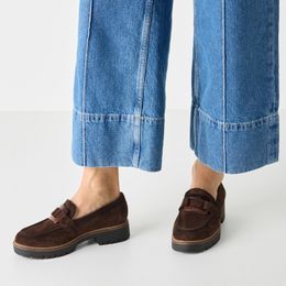 Tamaris Damen Loafer, Gr. 41mokka, Ziegenveloursleder, unifarben, Schuhe, Blockabsatz, Slipper, Businesschuh mit Touch-It-Ausstattung