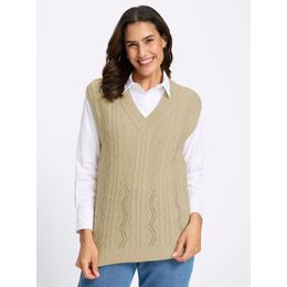 Inspirationen Damen Pullunder "Pullunder", beige, Gr. 38, unifarben, 50% Baumwolle, 50% Polyacryl, Pullover