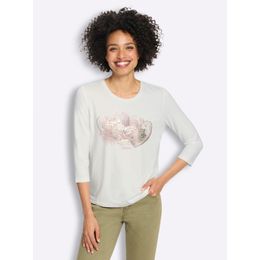 Heine Damen Langarmshirt "Shirt"ecru, Gr. 46, bedruckt, gemustert, mehrfarbig, 95% Viskose, 5% Elasthan, Shirts