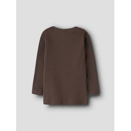 name it M&auml;dchen Langarmshirt "NMFKAB LS TOP NOOS", braun, Gr. 122, unifarben, Feinripp, Obermaterial: 57% Baumwolle, 38% Modal, 5% Elasthan, Shirts,