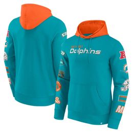 Fanatics Damen Kapuzenpullover "Fanatics Hoodie Miami Dolphins Patched Out Fleece", blau, Gr. XL, 60% Baumwolle, 40% Polyester, Pullover
