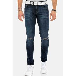Cipo & Baxx CIPO & BAXX Herren 5-Pocket-Jeans "Jeans", blau, Basic, Gr. 30, unifarben, 97% Baumwolle, 3% Elasthan, Jeans, im 5-Pocket-Stil, CD-375