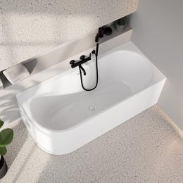 evineo ineo3 Eck-Badewanne mit Schlitz-&Uuml;berlauf L: 170 B: 75 H: 60 cm, Raumecke rechts, BE4083WH,