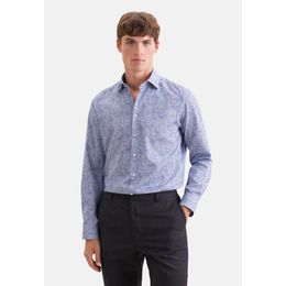 Seidensticker Herren Businesshemd "Schwarze Rose", blau, Gr. 40, bedruckt, 100% Baumwolle, Hemden, Slim 1/1 Kentkragen Druck