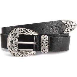 Lascana Damen H&uuml;ftg&uuml;rtel "Hoseng&uuml;rtel, Cowboyg&uuml;rtel, G&uuml;rtel, Jeansg&uuml;rtel, Westerng&uuml;rtel", schwarz, Gr. 80, unifarben, Lederimitat, G&uuml;rtel, mit