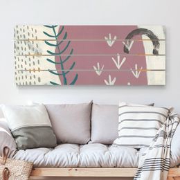 Bilderwelten Holzbild originell violett Abstrakt nat&uuml;rlicher Effekt - Karneval der Formen in Beere II - Deko Wohnzimmer Schlafzimmer