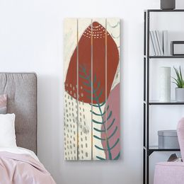 Bilderwelten Holzbild originell violett Abstrakt nat&uuml;rlicher Effekt - Karneval der Formen in Beere II - Deko Wohnzimmer Schlafzimmer