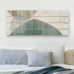Bilderwelten Holzbild originell gr&uuml;n Abstrakt nat&uuml;rlicher Effekt - Jadesteine I - Deko Wohnzimmer Schlafzimmer