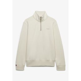 Superdry Herren Sweatshirt "ESSENTIAL LOGO HENLEY"birch, Gr. XL, unifarben, angeraute Sweatware, Obermaterial: 70% Baumwolle, 30% Polyester,