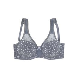 Damen Minimizer-BH, NUANCE BY LASCANA, Gr. 90, grau, Netz, Obermaterial: 71% Polyamid, 29% Elasthan, Basic, BHs, mit B&uuml;gel und transparentem T&uuml;ll im
