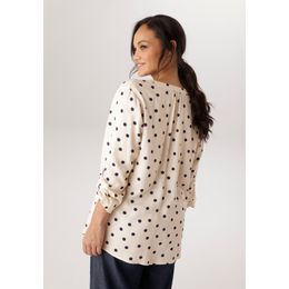 ANISTON PLUS Damen Schlupfblusewollwei&szlig;, marine, Gr. 50, gebl&uuml;mt, gemustert, gepunktet, Web, Obermaterial: 100% Viskose, Blusen, in trendigem