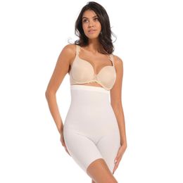 Damen Panty "Maxi Hi-Bermuda", MAGIC BODYFASHION, Gr. L, wei&szlig;, Obermaterial: 54% Polyamid, 46% Elasthan, unifarben, Unterhosen, Silikonbesatz an der