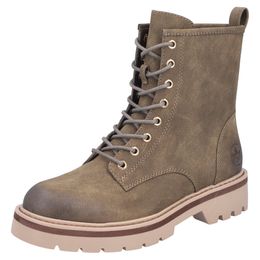 Rieker Damen Schn&uuml;rboots, Gr. 42, braun, Lederimitat, used, Schuhe, Schn&uuml;rstiefelette, Boots, Blockabsatz, mit Profilsohle